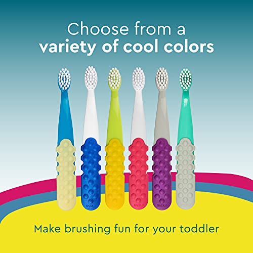 RADIUS Totz Plus Brush Kids Toothbrush Silky Soft BPA Free ADA Accepted Designed for Delicate Teeth & Gums for Children 3 Years & Up - Assorted - Pack of 6