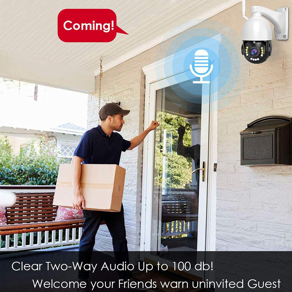 Alptop Outdoor 2.4G WiFi 4K PTZ Security Camera 8MP Pan Tilt 30X Optical Zoom Two-Way Audio 200ft Night Vision IP66 Weatherproof SD Card Recording Motion Detection&Humanoid Recognition