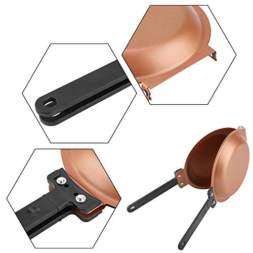 Akozon Frying Pan, Double Side Non-stick Flip Frying Pan Fried Egg Pancake Maker Household Kitchen Cookware Double Sided Pancake Pan
