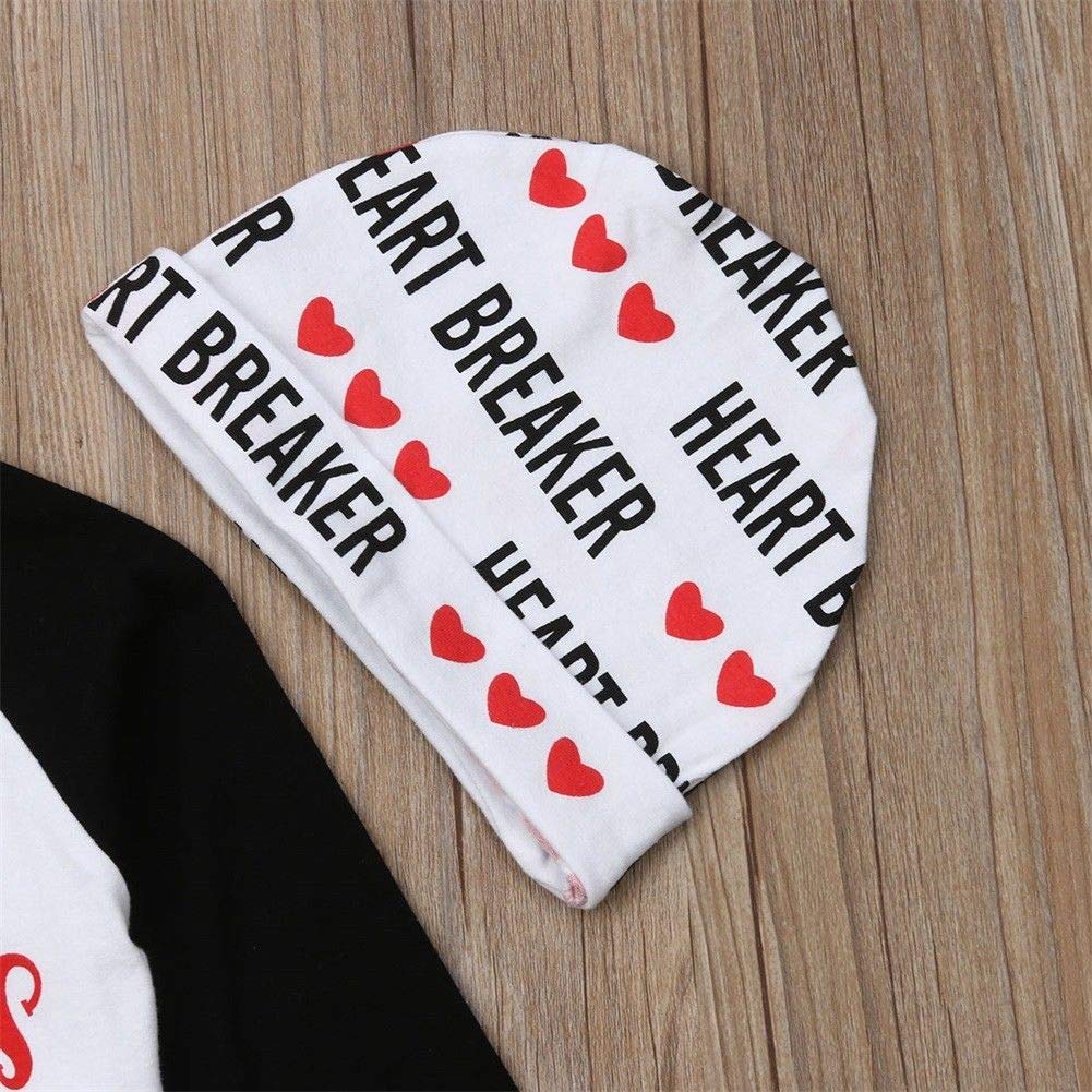 FIOMVA Newborn Infant Baby Boy Girl 1st Valentine's Day Clothes Letter Bodysuit Romper Pants Trousers Hat Set