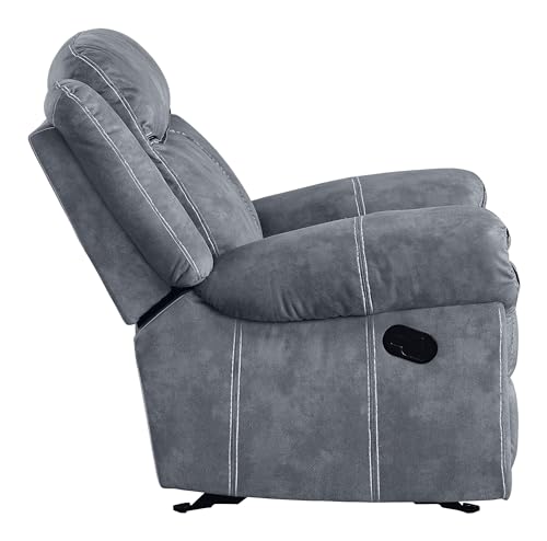 Acme Furniture Zubaida 41" x 87" Modern Velvet Reclining Sofa with USB Dock, 1 Storage Drawer, Tight Back & Seat Cushion, in 2-Tone Gray Finish