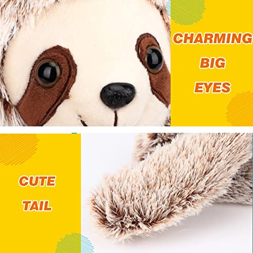 Easfan 17'' Sloth Stuffed Animal Realistic Cute Plush Toy Soft Tree Sloth Plushie Stuff Adorable Birthday for Kids Boys Girls, Brown