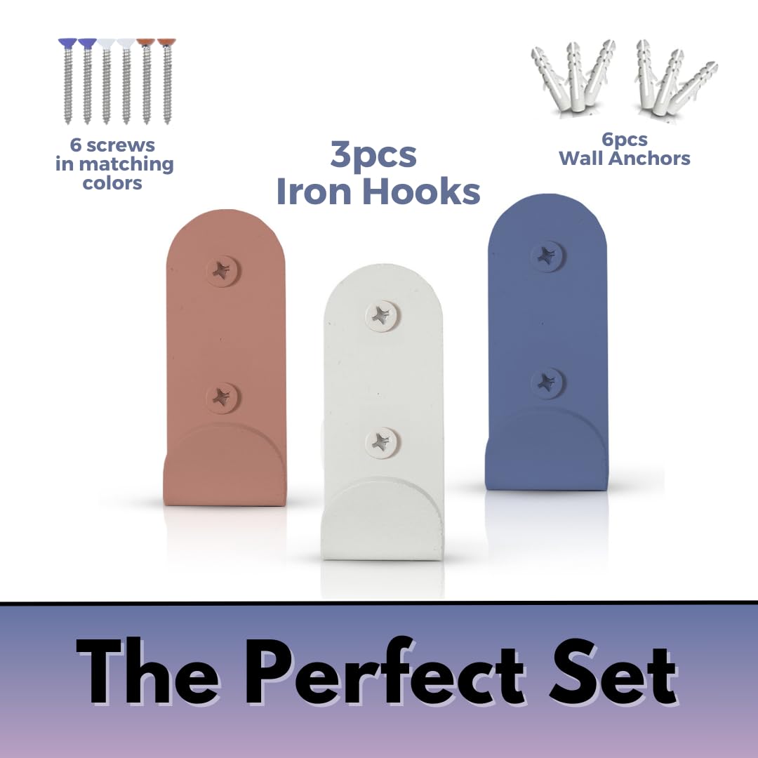 ARTiLETTO Stylish Wall Hooks Set: 3 Chic Single-Hook Decorative Coat Wall Mounts for Hanging Coats, Towels, Backpacks, Hats & Clothes, Hooks for Wall,Room Décor.