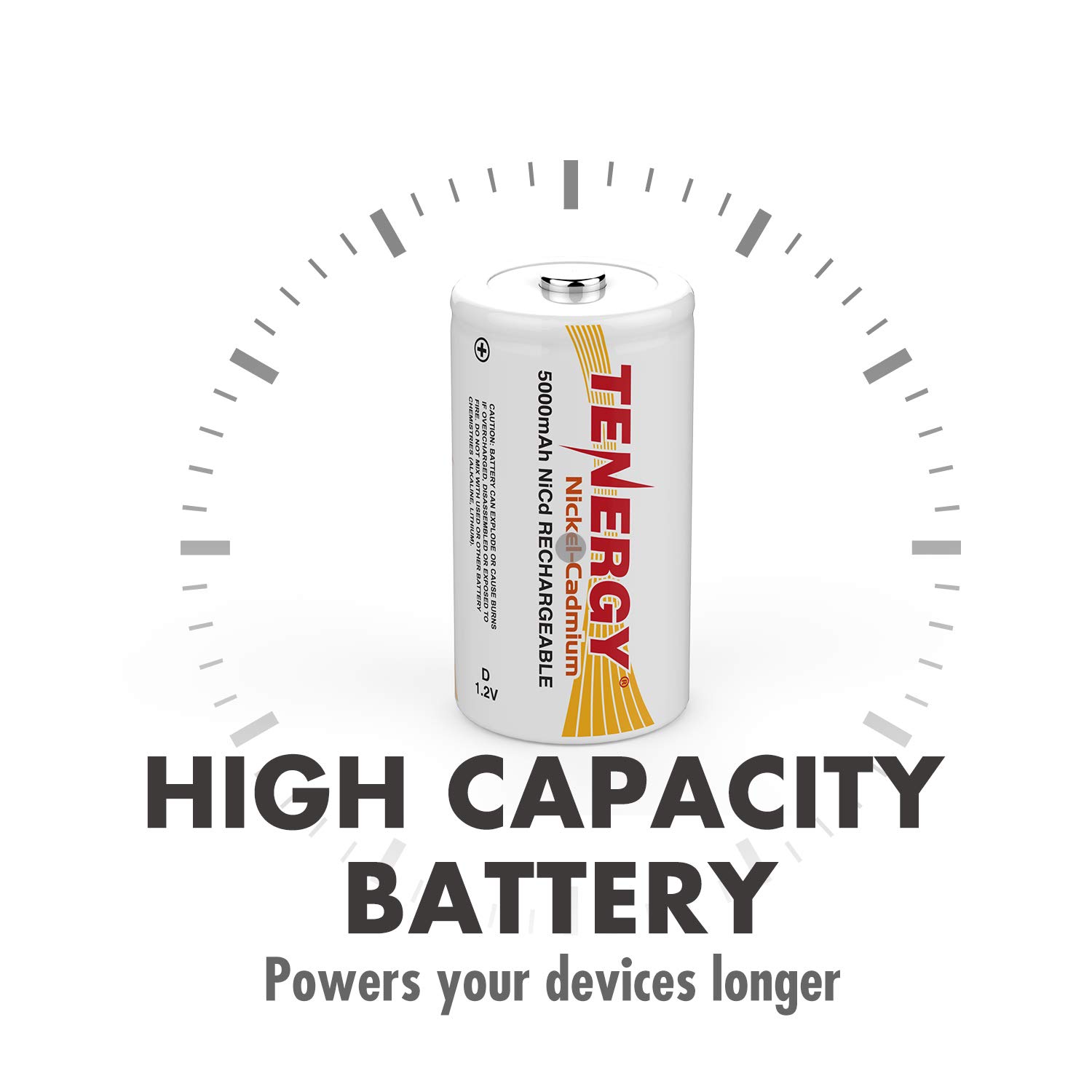 Tenergy Rechargeable NiCd D Batteries and T9688 LCD Smart Charger, 4 Pack D Size Battery Cells and Charger
