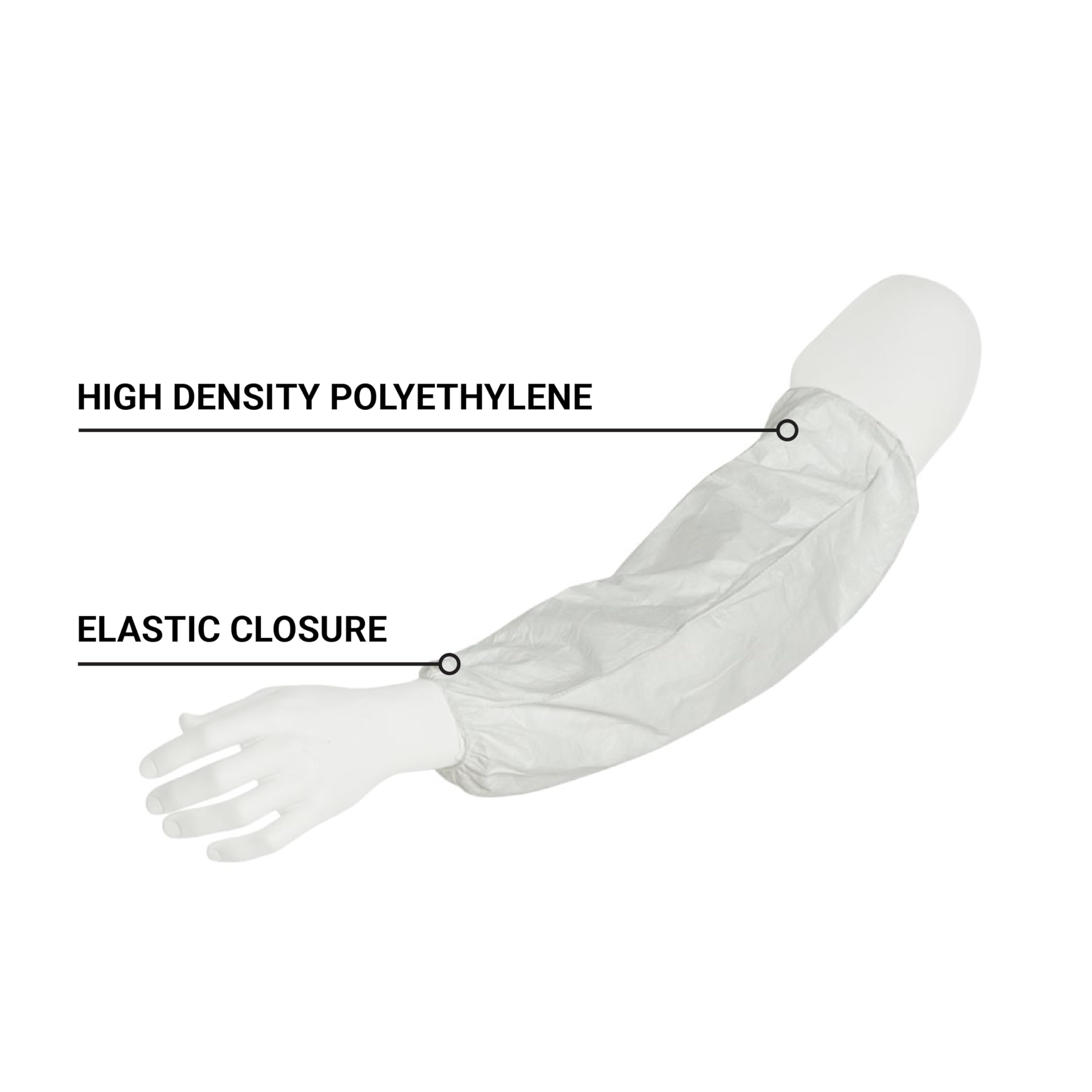 DuPont - TY500SWH00020000 Tyvek 400 TY500S 18-Inch Disposable Protective Sleeve with Elastic at Both Ends, White, Universal Size (Pack of 200)
