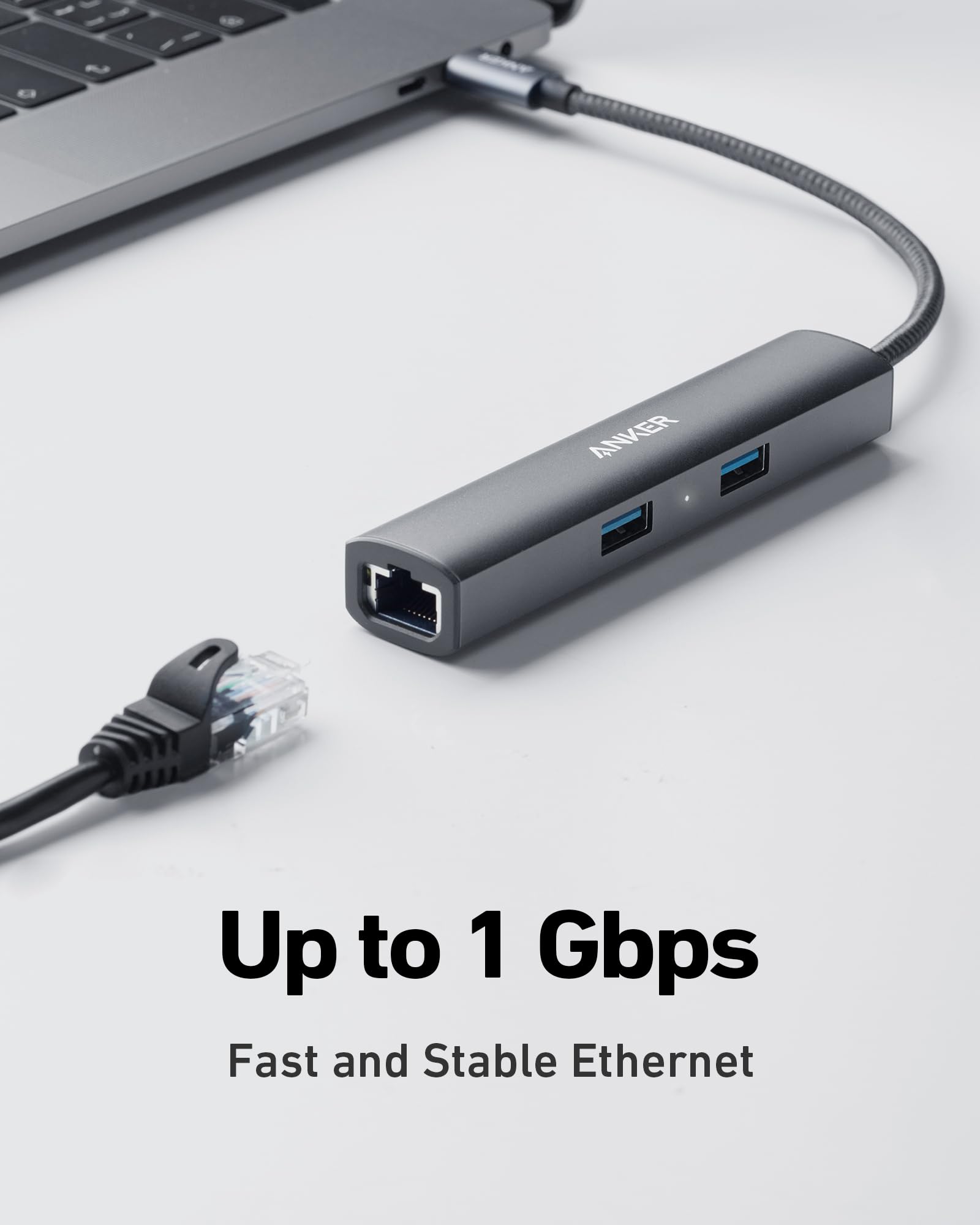 Anker USB C Hub Adapter, 5-in-1 USB C Adapter with 4K USB C to HDMI, Ethernet Port, 3 USB 3.0 Ports, for MacBook Pro, iPad Pro, XPS, Pixelbook, and More