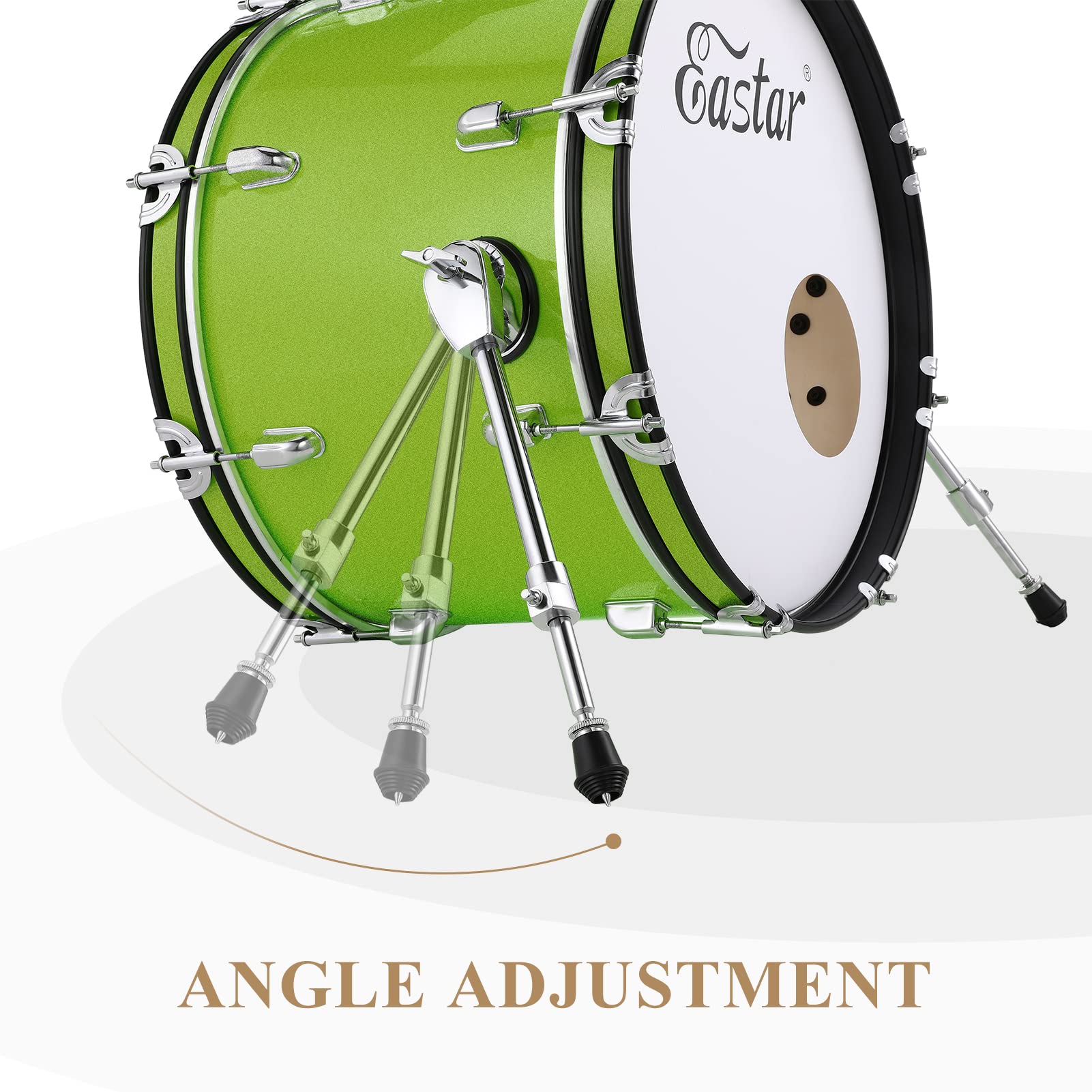 Eastar 4 Drum 2 Cymbal Drum Set for Adults, 18'' Complete Drum Kit for Intermediate Drum Play, Green (EDS-540GN)