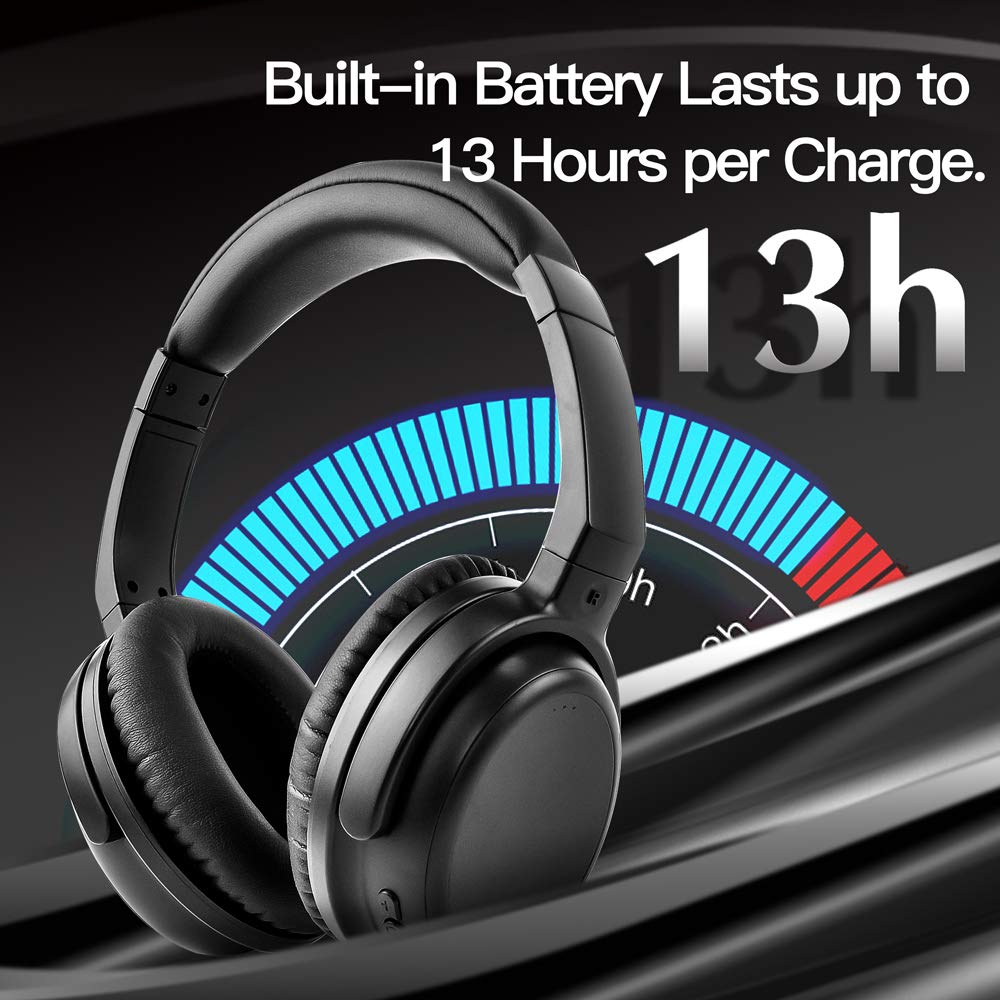 AKSONIC Athlete Bluetooth Headphones Over Ear Headset aptX Low Latency Wireless with Mic, Dual Device Connection, Comfortable Protein Leather Earpads Works with Metal Detector