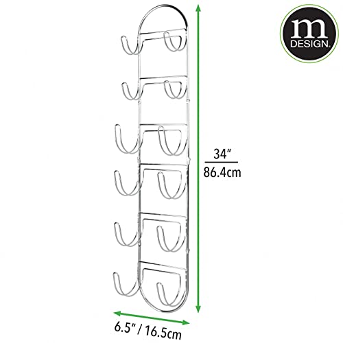 mDesign Steel Wall Mount Towel Rack with 6 Compartments - Towel Holder and Towel Storage Shelf Organizer for Bathroom, Powder Room - Chrome