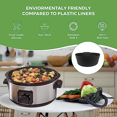 Kitchensilk Silicone Slow Cooker Liner | Fits 6-7QT Crockpots | Reusable & Dishwasher Safe | Ideal for Oval Crock-Pots, Hamilton Beach, Elite Gourmet, Bella & More