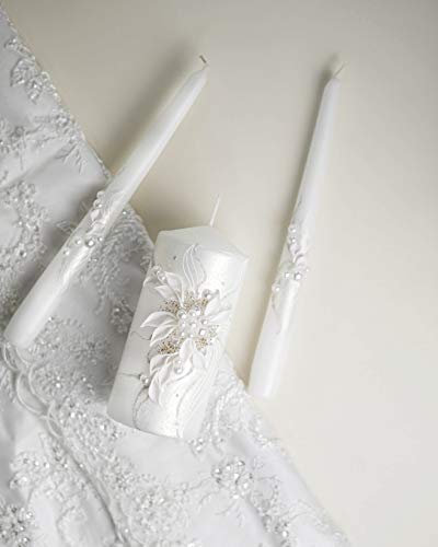 Magik Life Unity Candle Set for Wedding - Wedding Accessories for Reception and Ceremony - Candle Sets - 6 Inch Pillar and 2 10 Inch Tapers - Decorative Pillars White