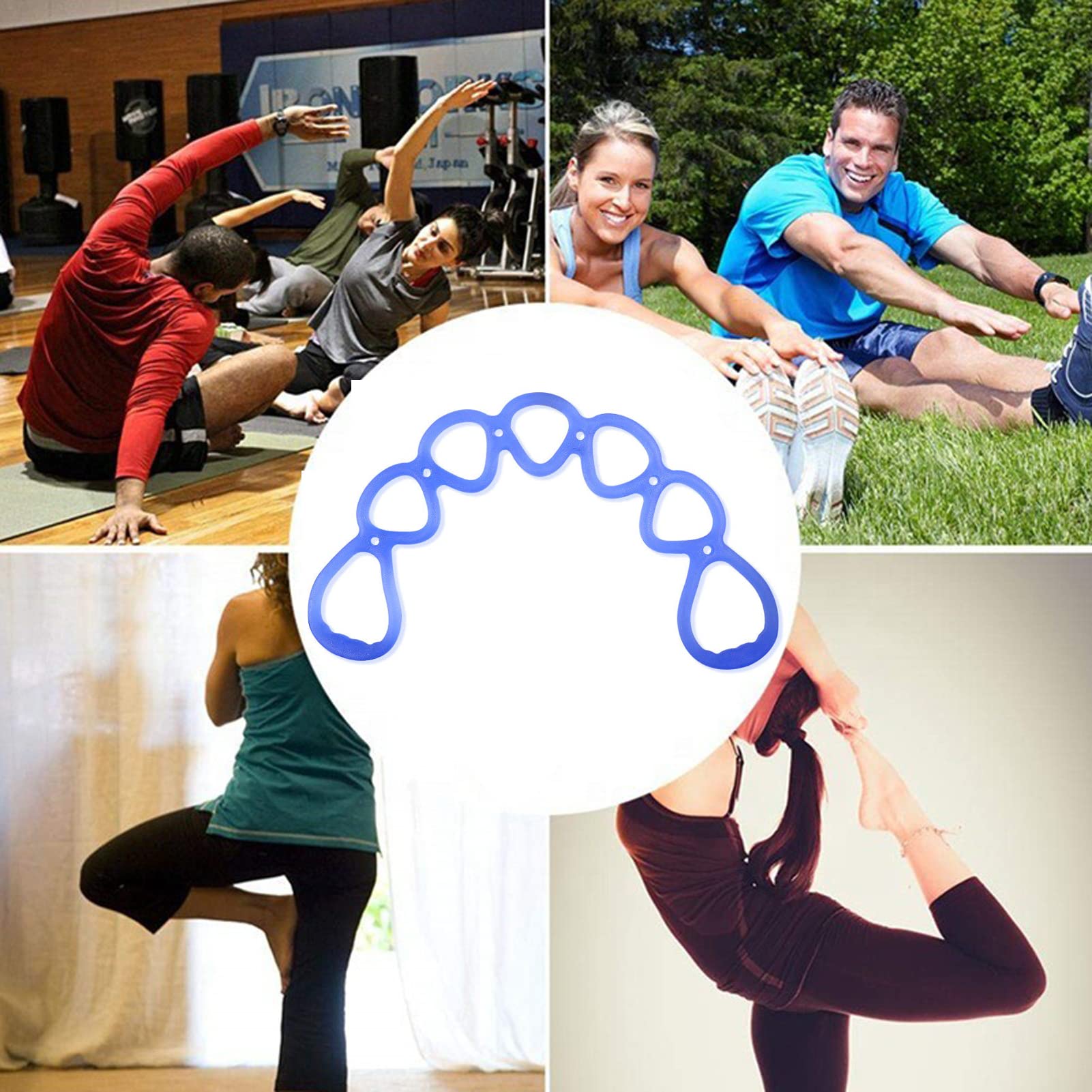 7 Ring Stretch Resistance Exercise Band, BetterJonny Workout Bands Yoga Stretching,Foot, Leg and Arm Exerciser for Home or Fitness Center Workout Walking Exercise