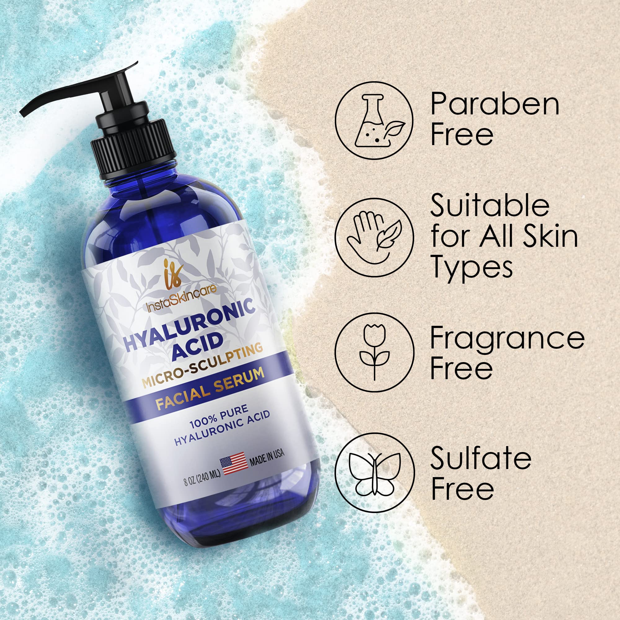 Hyaluronic Acid for Skin - 100% Pure Medical Quality Clinical Strength Formula - Anti aging formula (8 oz)