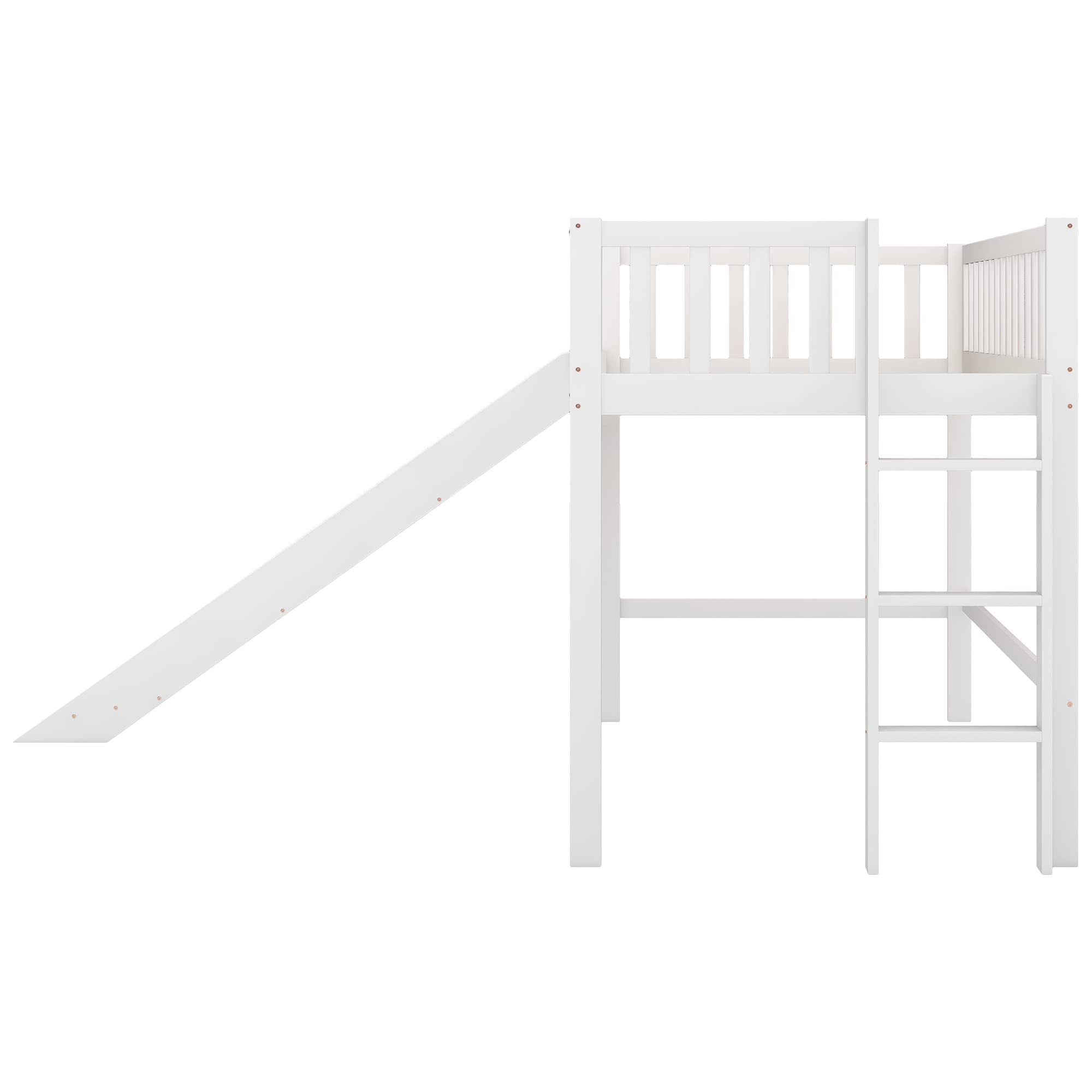 Harper & Bright Designs Low Loft Bed with Slide Kids Loft Bed Twin, Wood Twin Size Loft Bed for Kids, Girls,Boys,No Box Spring Needed, White