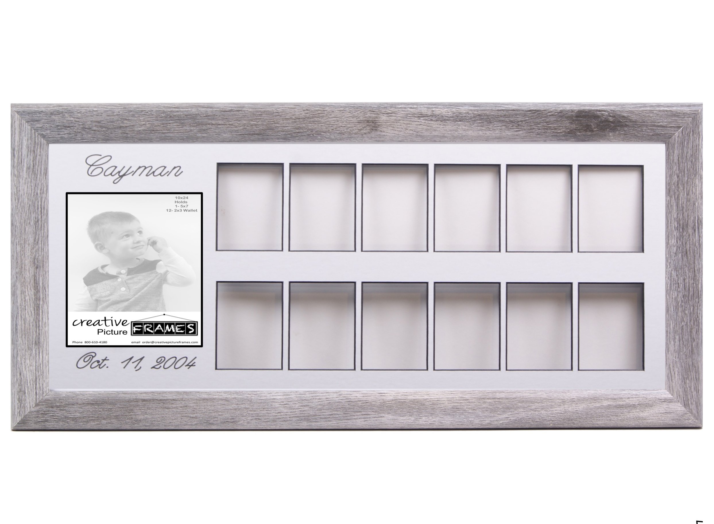 Personalized Baby's First 12 Month Timeline Collage 12 by 22-inch Driftwood Picture Frame w/Stand and Hanger