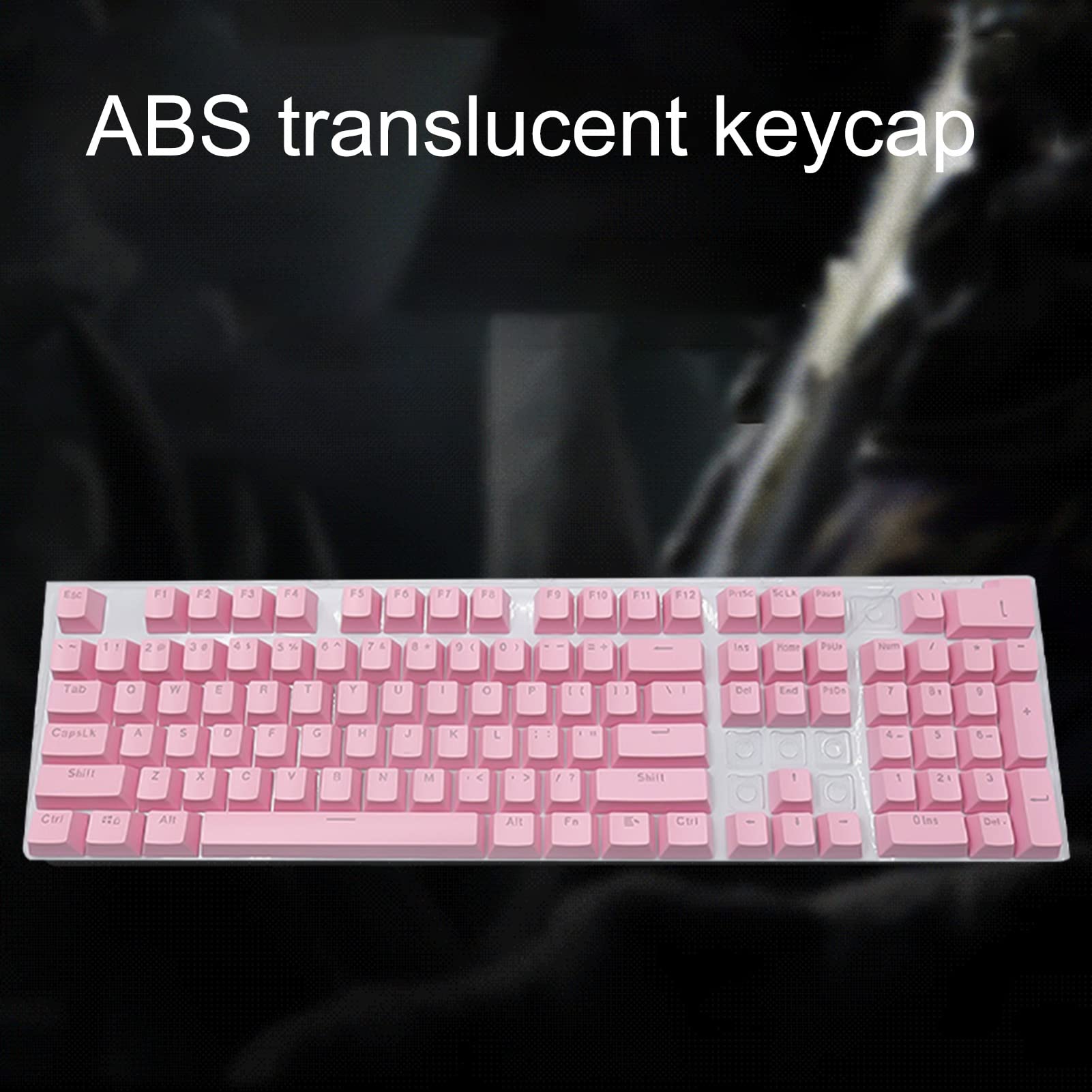 areclern 104 Pcs Keycaps for Gaming Mechanical Keyboard, Translucent Anti-Slip Profile Key Caps Accessories for Office White