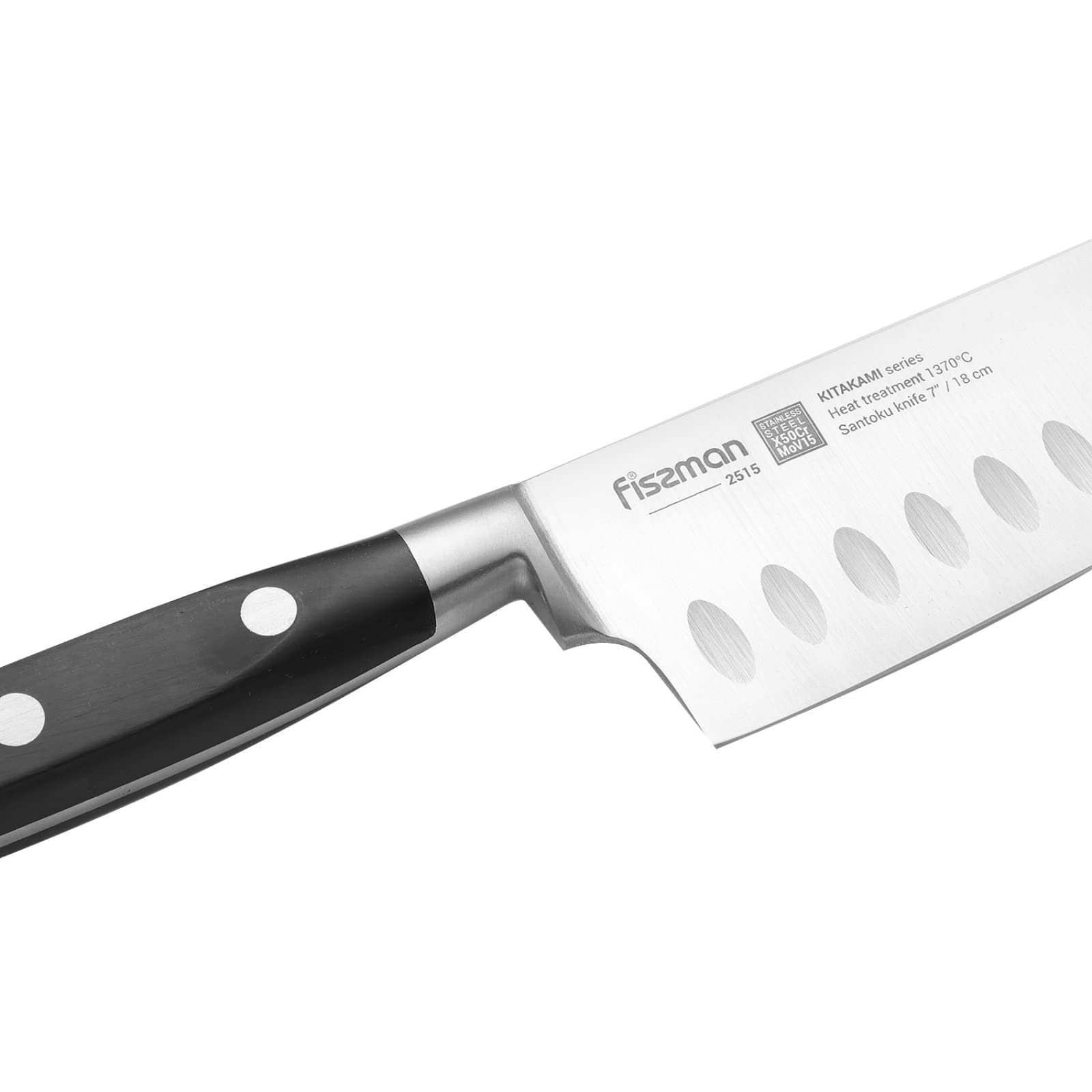 FISSMAN Santoku Knife 7 inch KITAKAMI Series Knives (X50CrMoV15 steel) - Stainless Steel Multipurpose Knife Ergonomic Non-Slip Handle