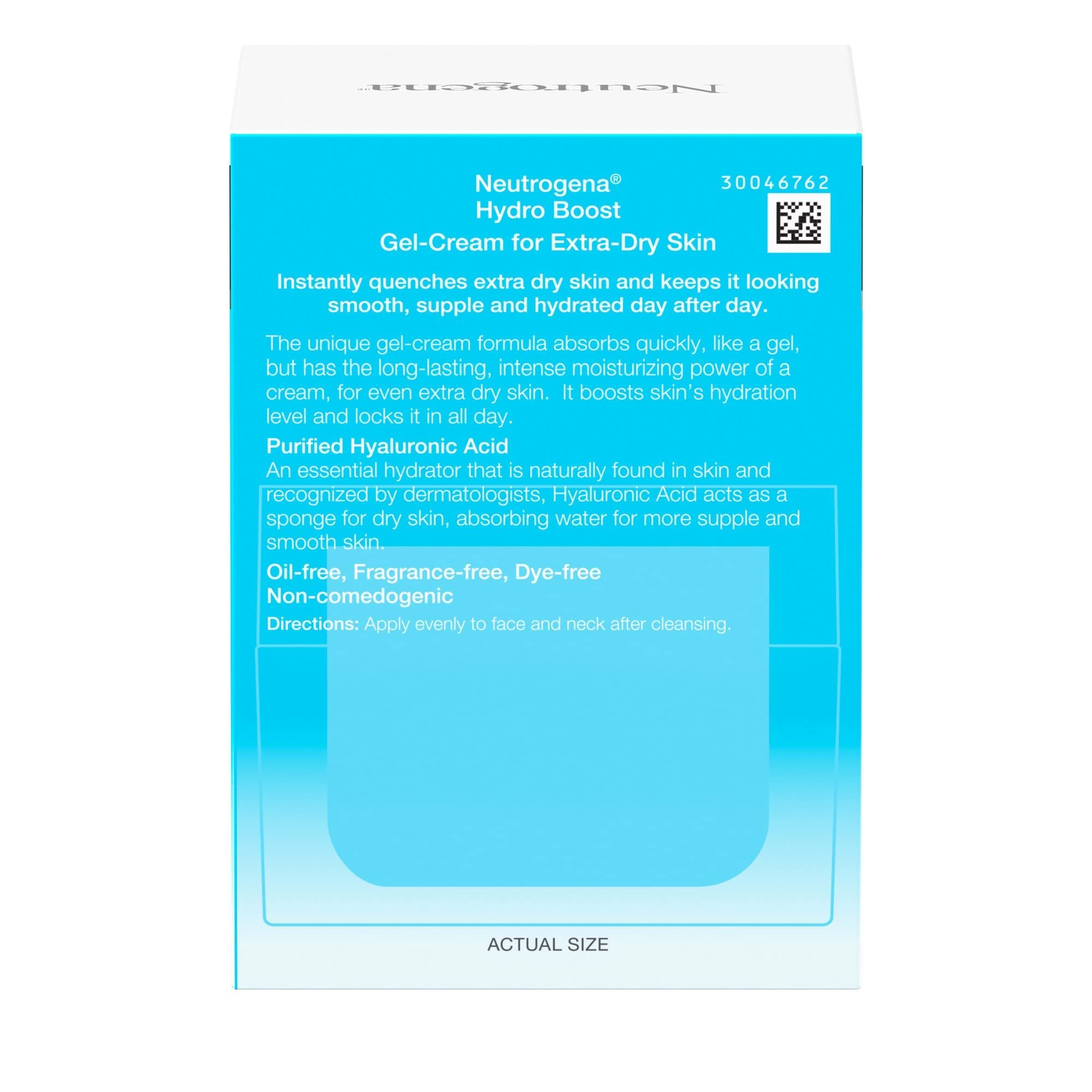 Neutrogena Hydro Boost Hyaluronic Acid Hydrating Face Moisturizer Gel-Cream to Hydrate and Smooth Extra-Dry Skin, 1.7 oz (Pack of 2)