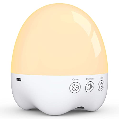 Lyridz Nursery Night Light for Kids, Rechargeable Baby Night Light with Motion Sensor, RGB LED Dimmable Table Lamp for Breastfeeding with Color-Changing Mode,1-Hour Timer,Touch Control