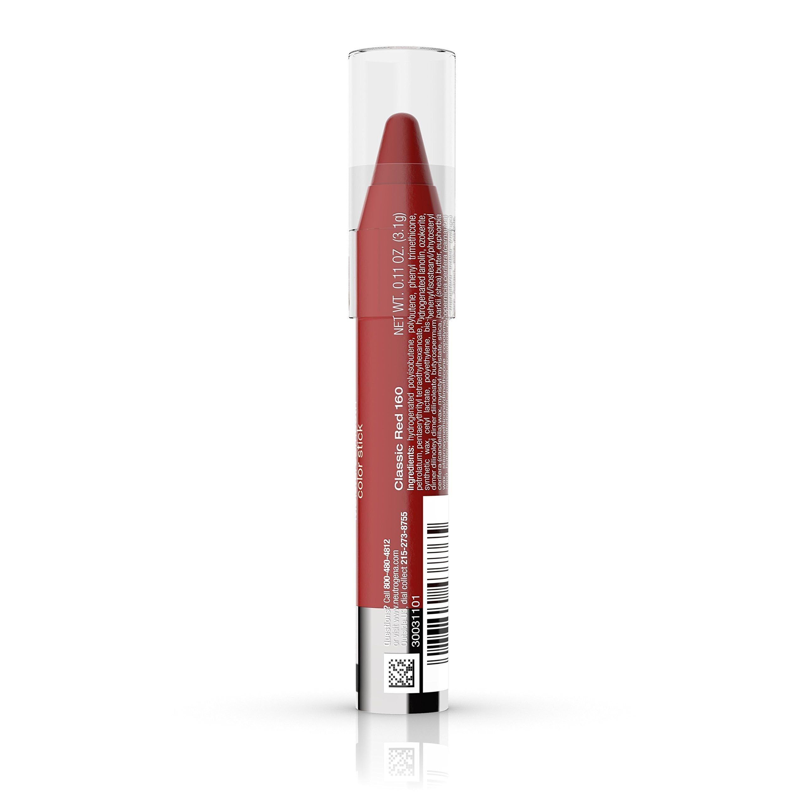 Neutrogena Moisturesmooth Color Stick, 160 Classic Red, 0.011 Ounce