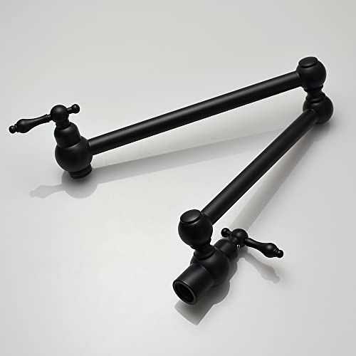 AYIVG Brass Single Hole Two Handle Pot Filler Folding Faucet (Black)