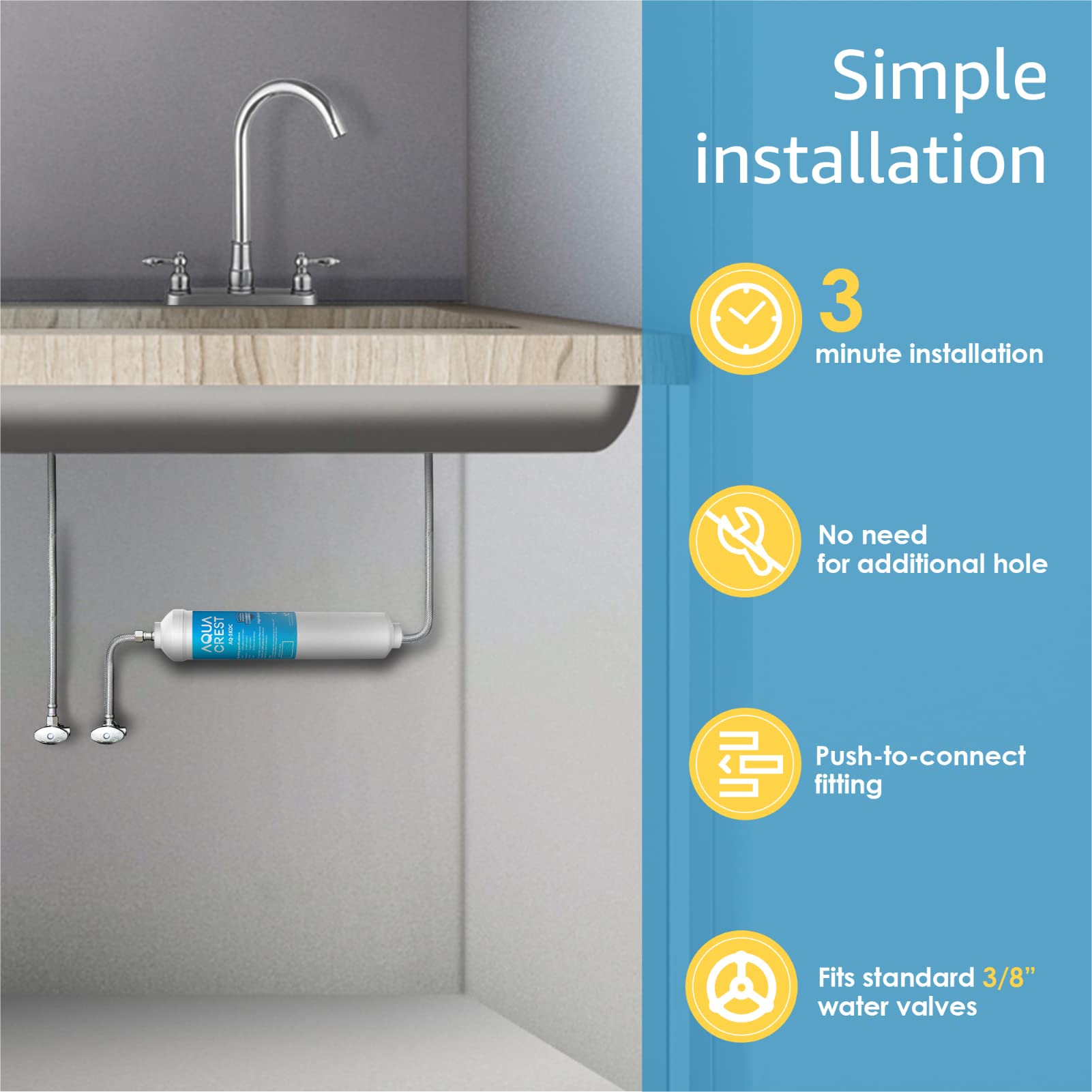 AQUA CREST AQK-CF10A NSF Certified Pitcher Water Filter and AQUACREST 5KDC Under Sink 5000 gallons Water Filtration System