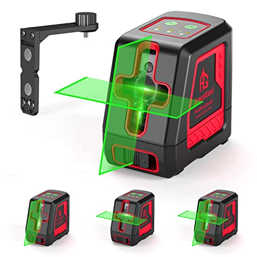 AmzGod Self Leveling Laser Level - 100ft/30m Green Cross Line Laser Level Line Tool with Dual Modules, 3 Brightness Adjustments, Manual and Pulse Mode, IP54 Waterproof, 360° Rotatable Magnetic Bracket