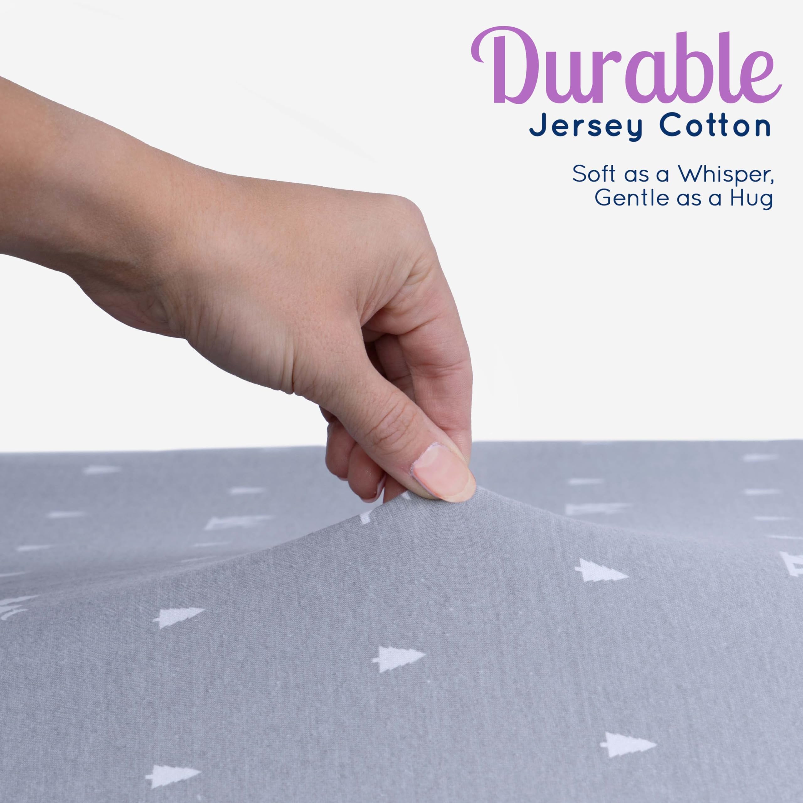 Fitted Unisex Crib Sheets (3 Pack) by GROW WILD - Jersey Knit Cotton Crib Sheets for Boys or Girls, 52” x 28” x 9” Crib Bedding Set (Woodland Gray and White)