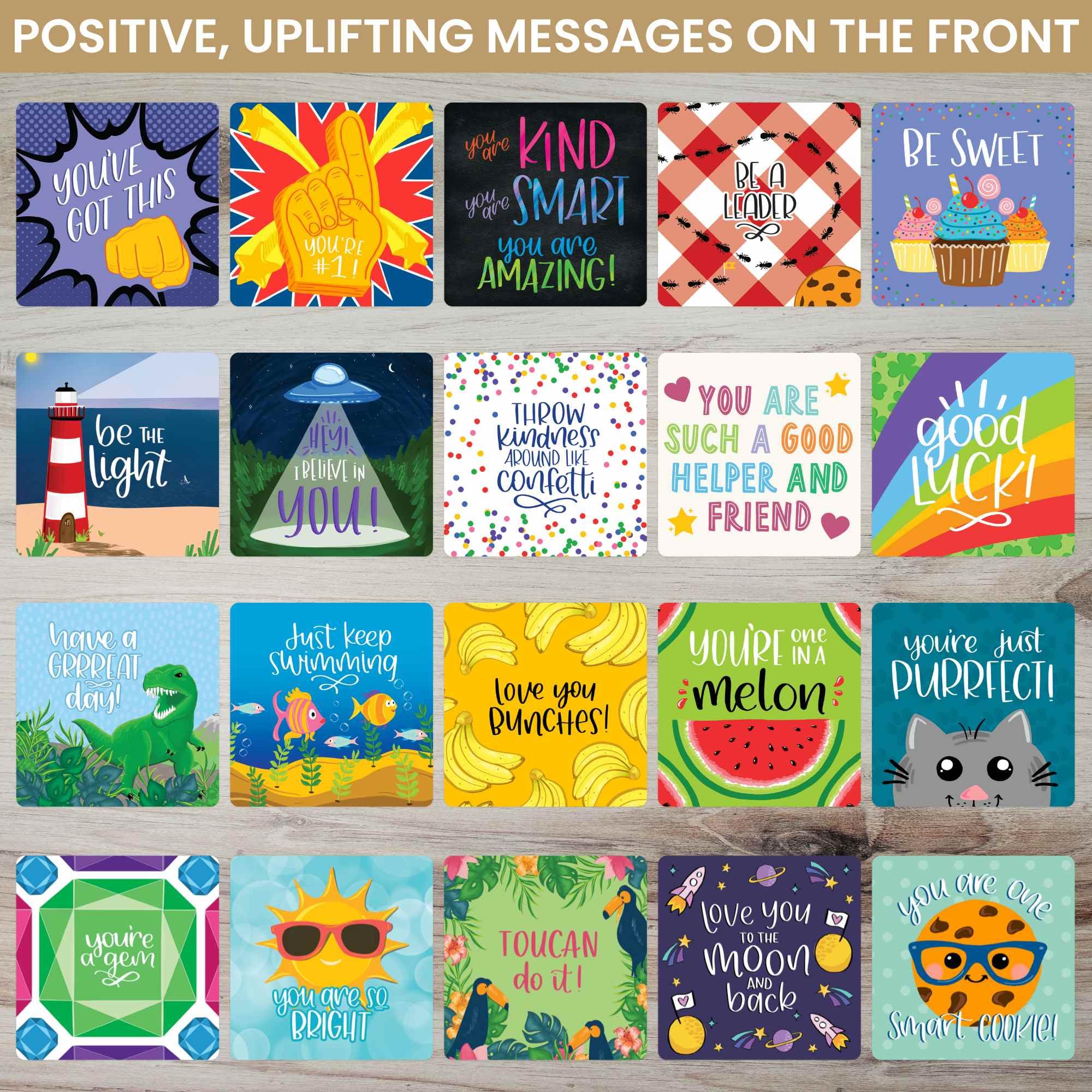 bloom daily planners Student Empowerment Card Deck - Cute Sentimental Quote Cards for Teachers to Give Kids - Set of Thirty 3" x 3" Cards - Assorted Designs