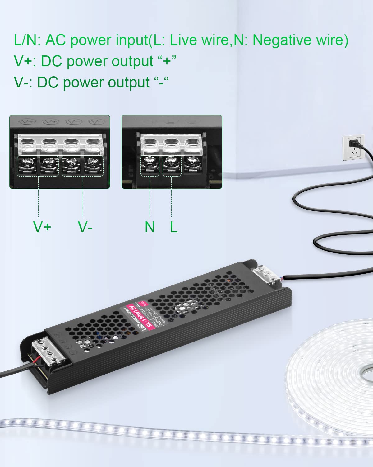 Arkare 12V 10A 120W DC Power Supply Adapter AC to DC Convert AC 100V~240V to DC 12Volt 10A Universal Regulated Transformer LED Driver for 12V LED Strip Lights CCTV Camera System Radio 3D Printer
