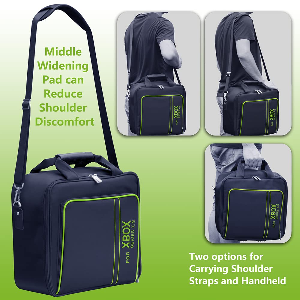 oamarando Carrying Case for XBOX ,Compatible with XBOX SERIES X/S, Travel Storage Bag for XBOX Controllers and Accessories,with Controller Protection Box (Black-Green)