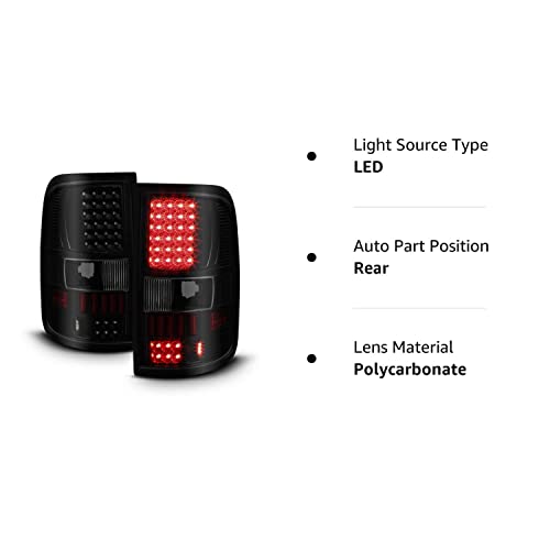 ACANII - For 2004-2008 Ford F150 Pickup Styleside Black Housing Smoked Lens LED Tail Lights Brake Lamps Pair Left+Right Cyber Black V2