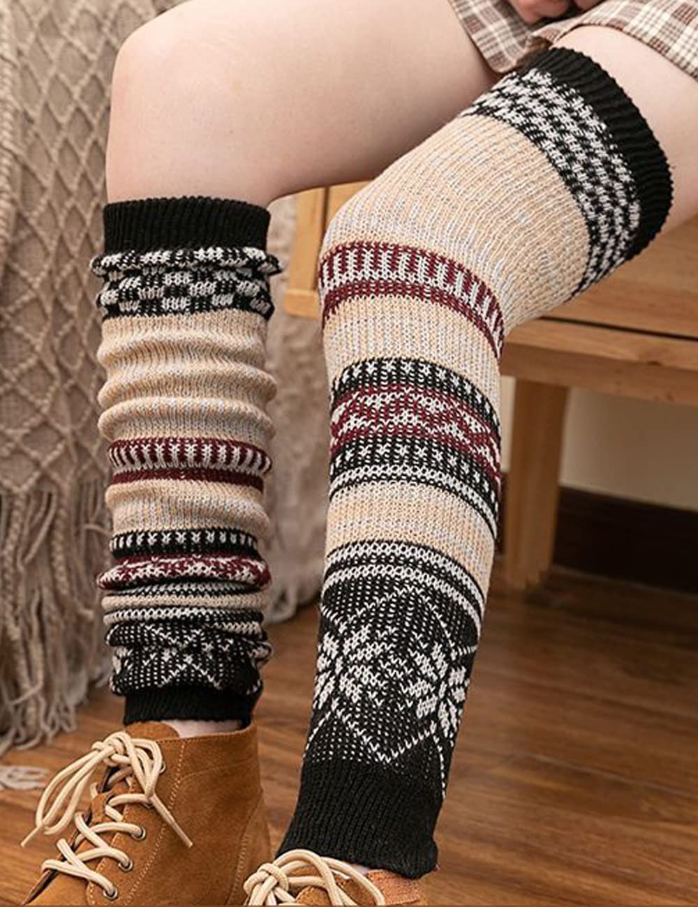 Anlaey Extra Long Cable Knit Over the Knee Thigh High Cotton Stocking Socks Leg Warmers Boot Socks for Women