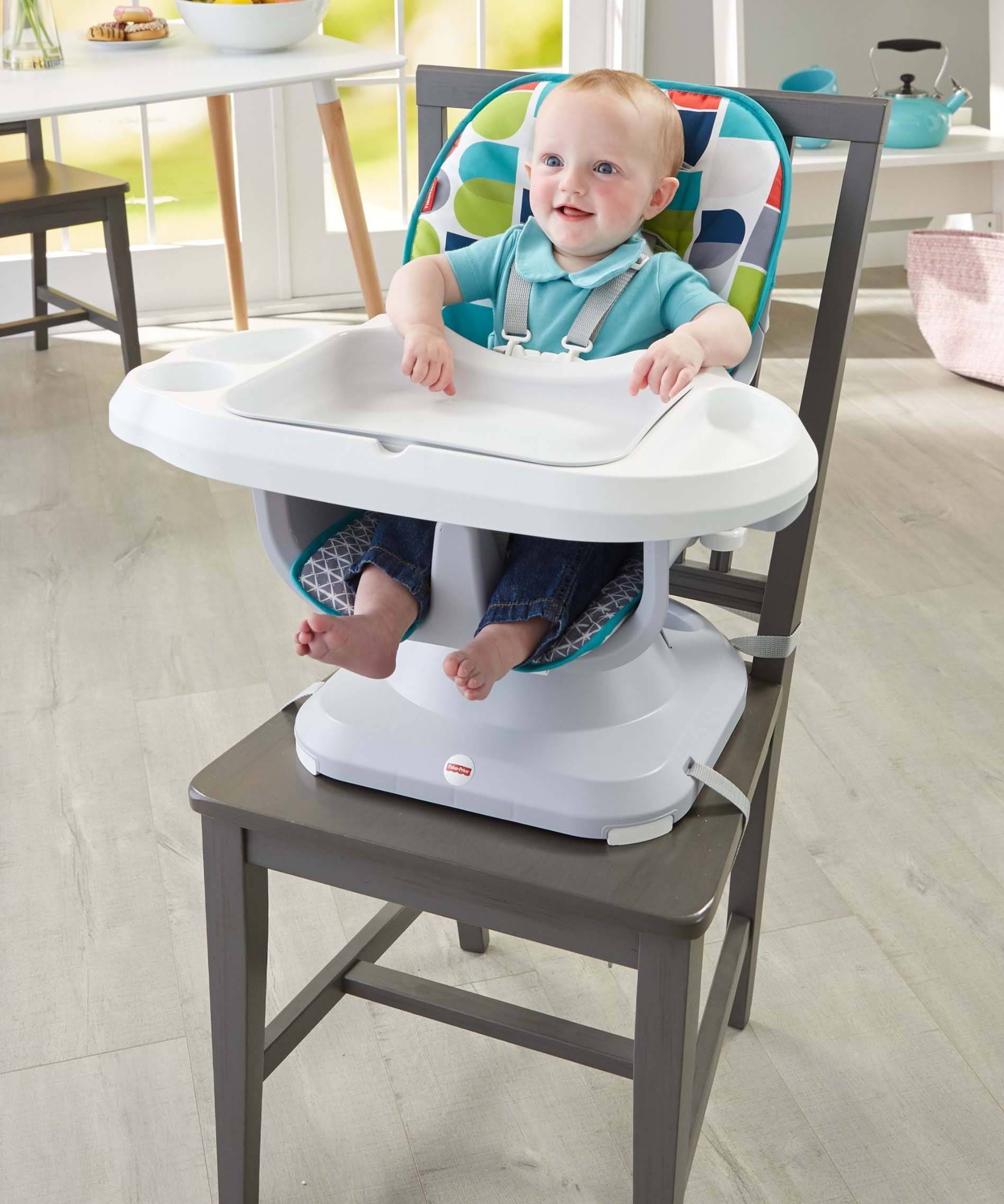Fisher-Price SpaceSaver High Chair, Blue/Green