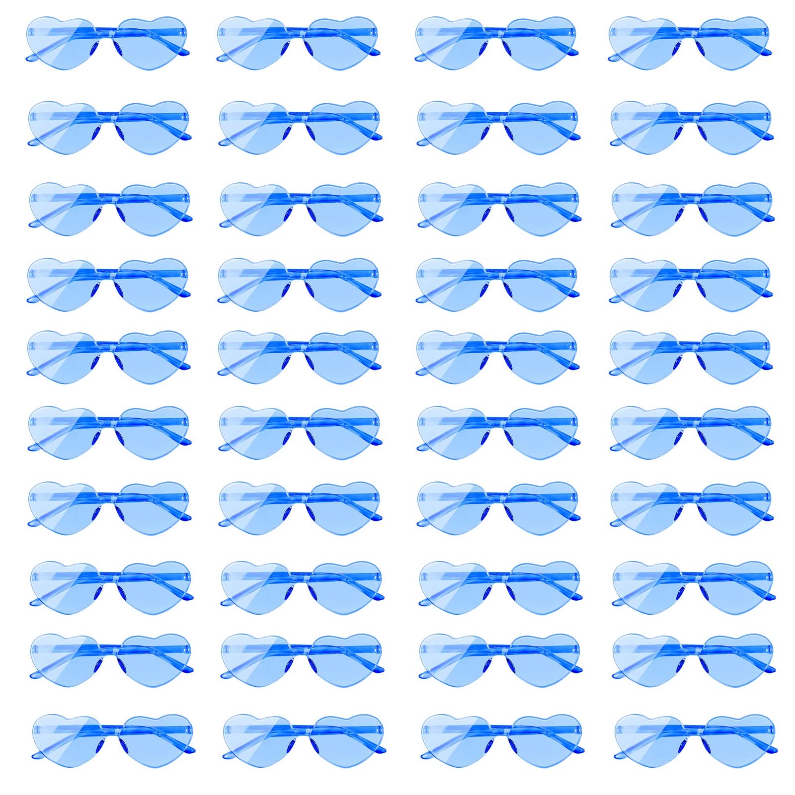 AEAHALY 40 Pairs Blue Heart Sunglasses Bulk for Women Frameless Heart Shaped Glasses Sunglasses Bulk for Kids and Women, Candy Color Bride Bachelorette Party Favor