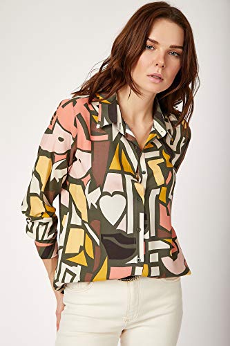Blouses for Women Fashion 2021, Trendy Casual Button Down Shirts Tops, XS-3XL (Khaki Green, X-Small)