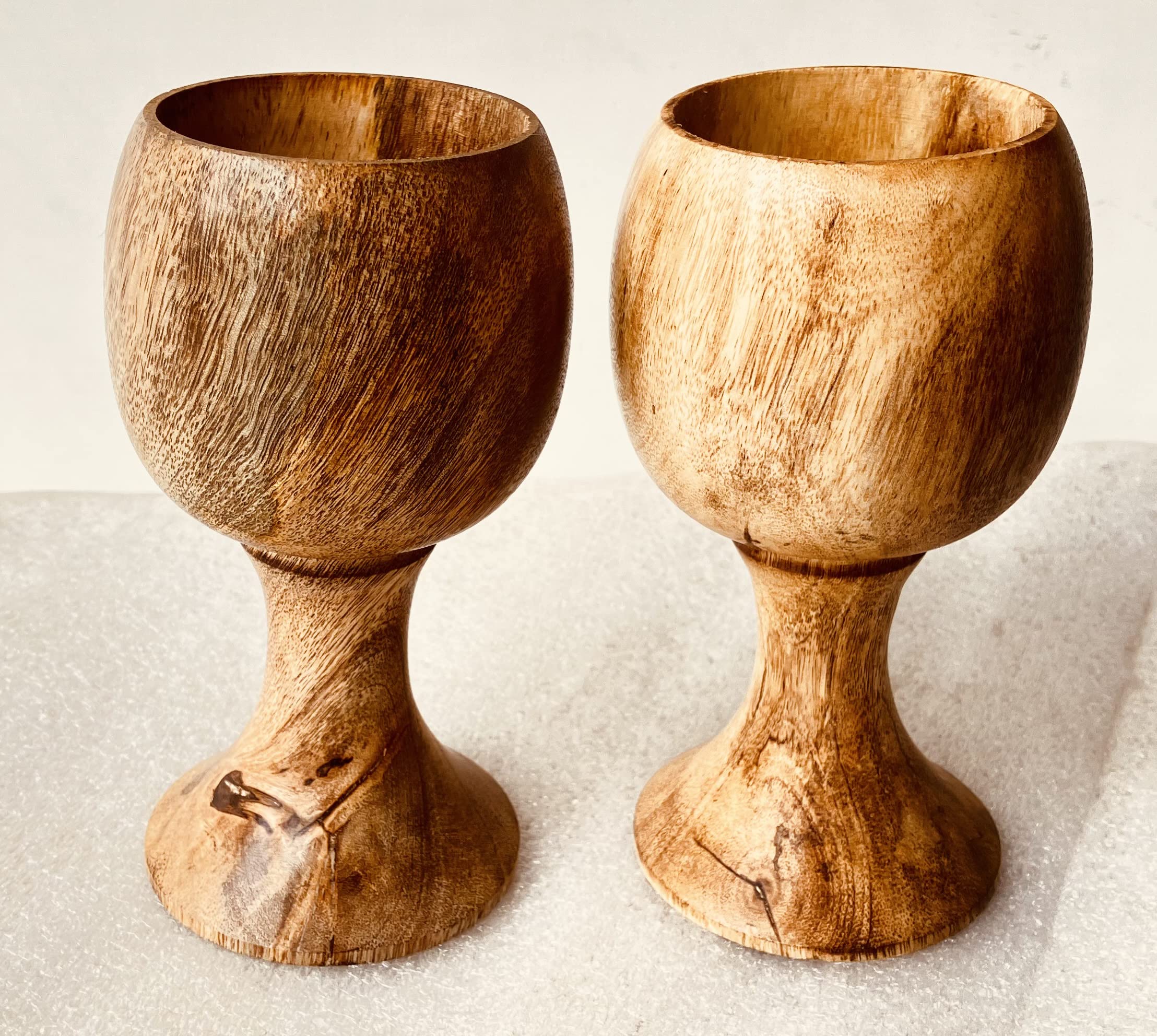 ALADEAN Wooden Goblet Cup 6" - Handmade Wood Vintage Chalice Wine Drinking Goblet Cup Gift 5oz Wood Cup for Congregations, Wedding Anniversary Party Christmas Eucharist, Kiddush Cup (1Pc)