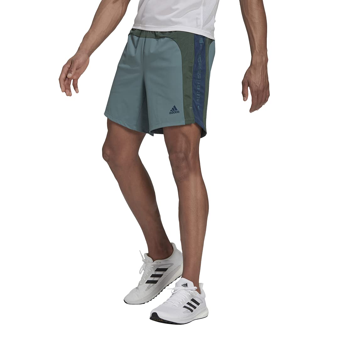 adidas mens HEAT.RDY Short Hazy Emerald/Green Oxide/Crew Navy Medium 7"