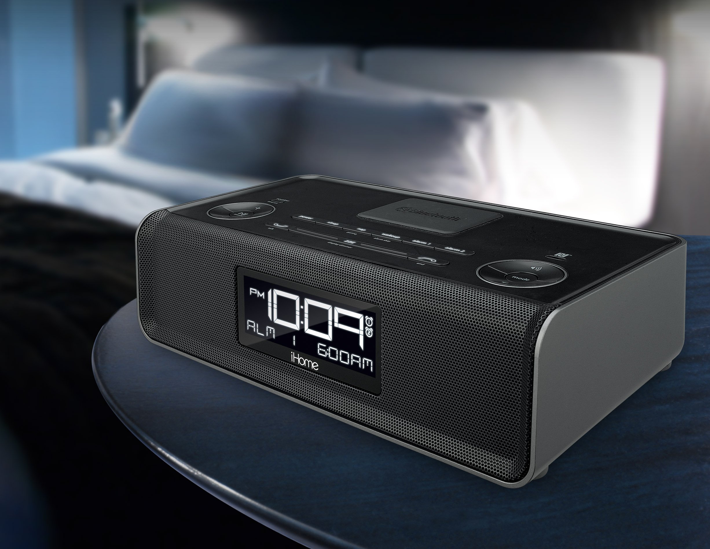 iHome iBN43BC Bluetooth Stereo Dual Alarm FM Clock Radio and Speakerphone with USB Charging