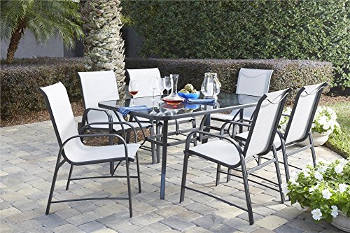 CoscoProducts COSCO 88646GLGE Paloma Patio Tempered Glass Top Dining Table, Gray