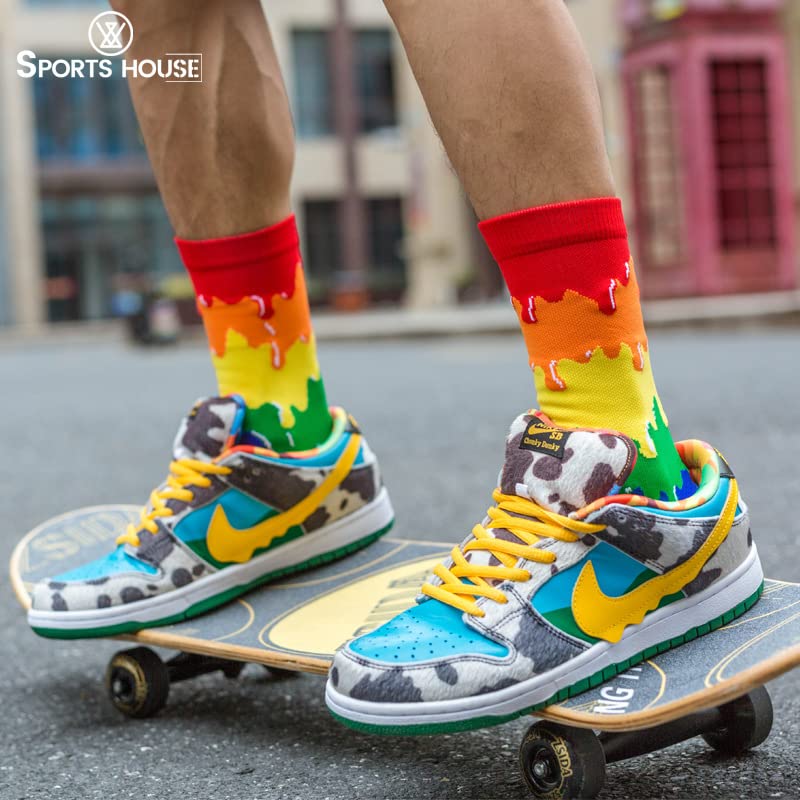 AHAKAC Men's Socks Rainbow Pride Athletic Fit for Sports Golf Skating Running Basketball Biking (Orange,Shoe Size 6-9)