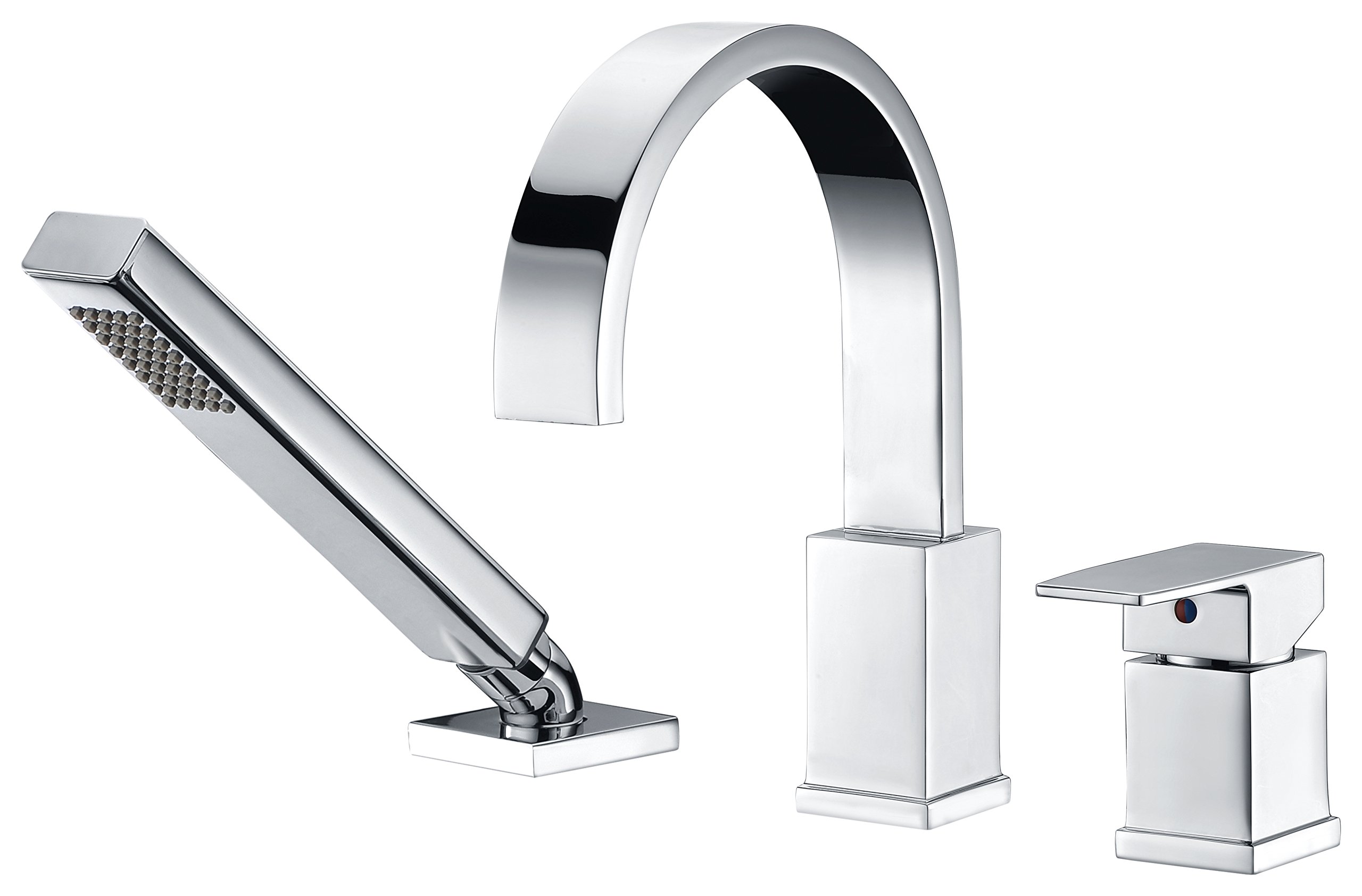 ANZZI Nite Single-Handle Deck Mounted Bathtub Filler Faucet in Polished Chrome | Modern Design Deck Mount Lavatory Tub Faucet with Handheld Sprayer and Valve | FR-AZ473