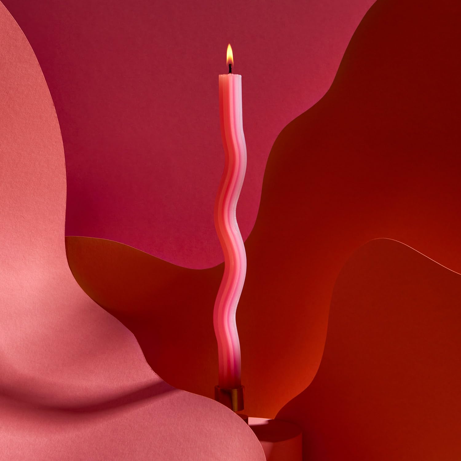 Wiggle Candles (2 Pack) - Joyful Dancing Design Taper Candlesticks | Bright Colors | 7/8β diam x 11β Length | Designed by Lex Pott | Made in USA (Orange)