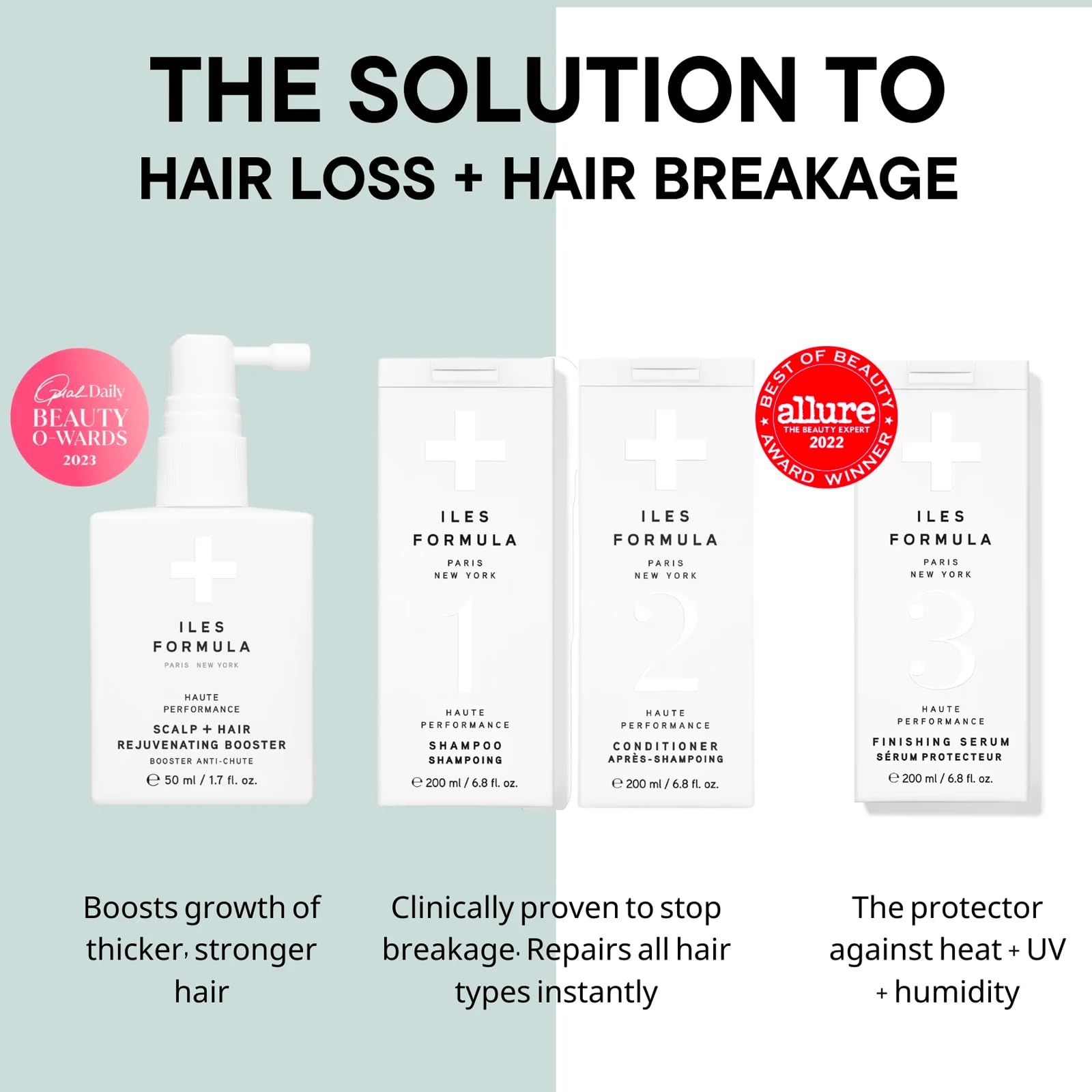 Iles Formula Signature Collection Box: Haute Performance Shampoo + Conditioner + Finishing Serum & Comb - Cleanse, Repair, & Protect All Hair Types, 6.8 Fl Oz (200 ML) Each