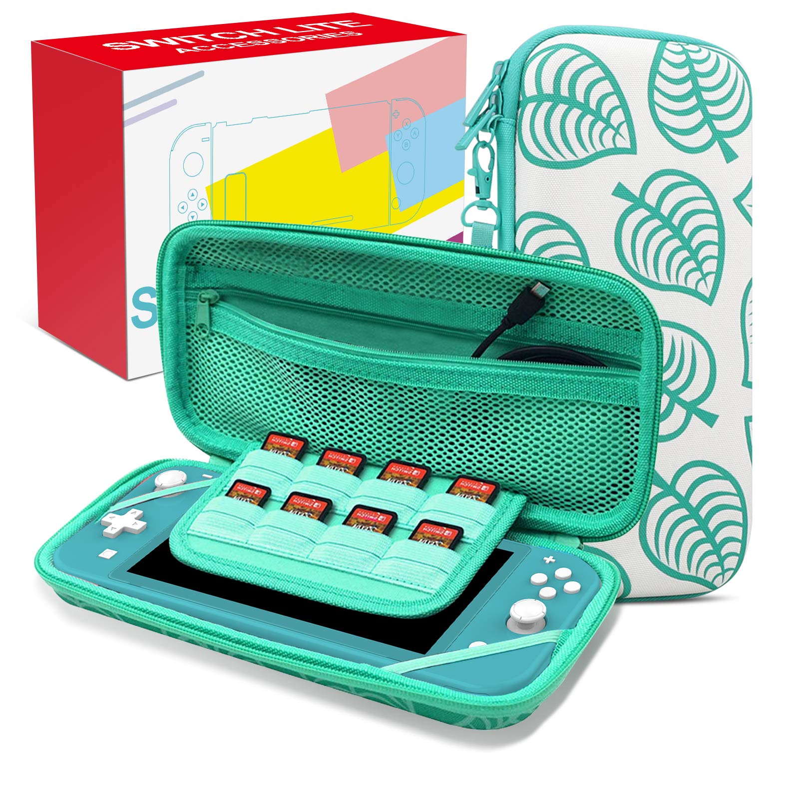 Accessories Bundle for Switch Lite, Kit with Carrying Case, Screen Protector, Playstand, Game Card Case, Charging Dock, USB Cable,Thumb-Grip Caps, Stylus for Nintendo Switch Lite