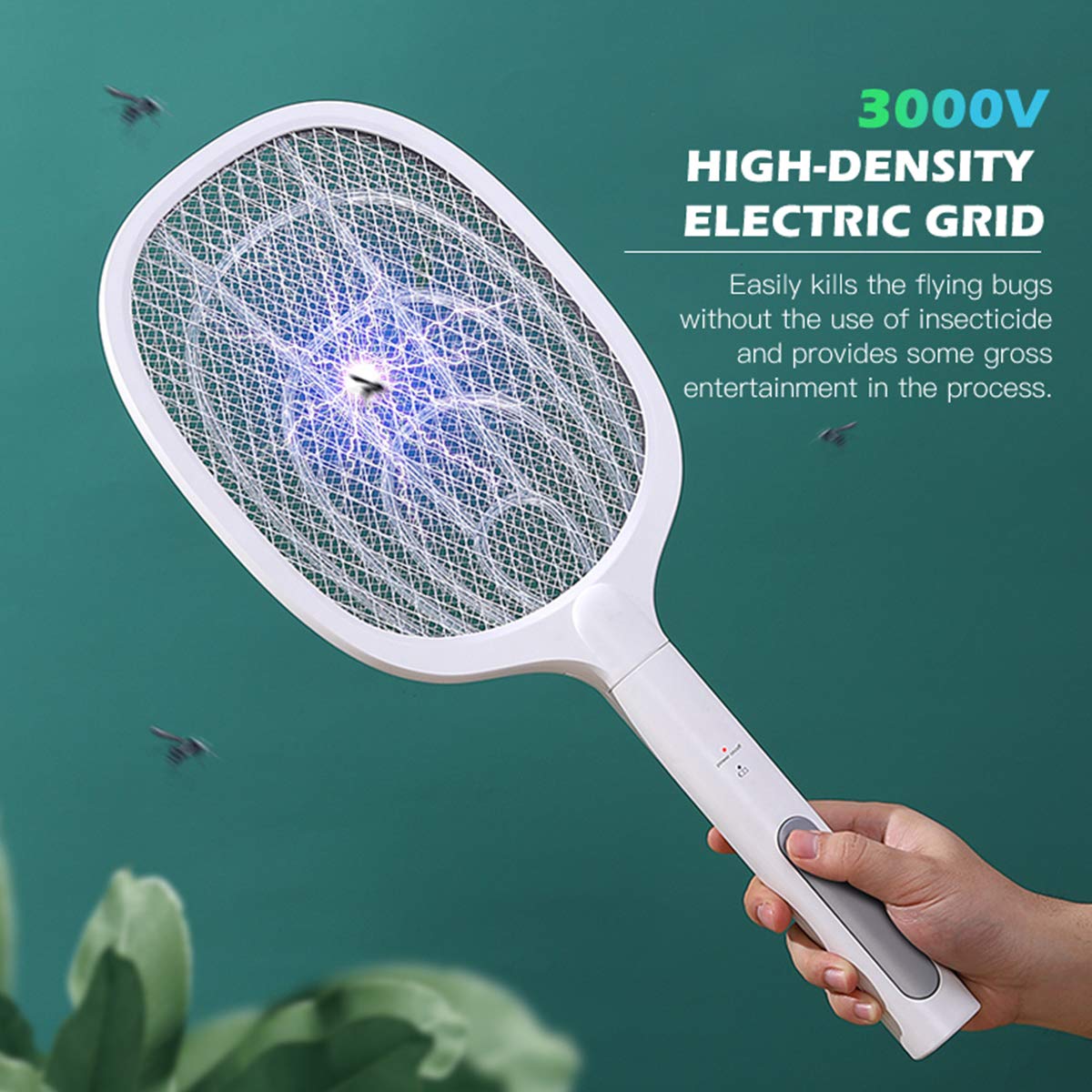 Bug Zapper, 3000 Volt Indoor & Outdoor Electric Fly Swatter,USB Rechargeable Mosquito Killer Racket for Home Bedroom, Kitchen,Office, Backyard, Patio,Safe to Touch with 3-Layer Safety Mesh-2 Pack