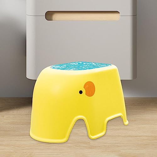 KLKCMS Kids Step Stool Toddler Step Stool,Multifunctional,Non Slip,Elephant Shaped,Durable Bathroom Step Stool Poop Stools for Kitchen,Bathroom, Yellow