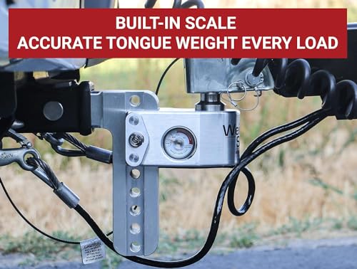 Adjustable Trailer Hitch, Adjustable Ball Mount, Truck Ball Hitch, Aluminum Trailer Tow Hitch w/Built in Scale for Anti Sway, 12,500 lbs GTW - Weigh Safe