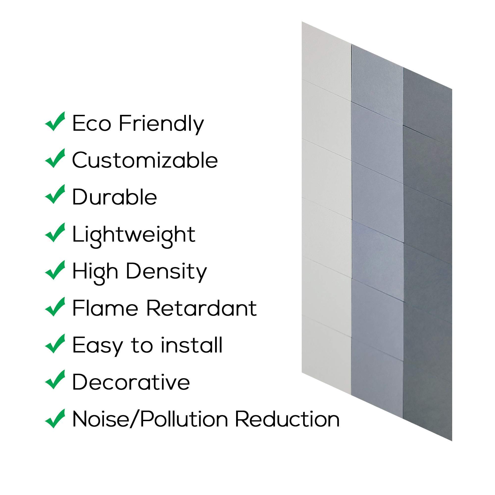 EZLALA 18 Pack Acoustic Panels High Density Diamond 3 colored White, Grey, & Dark Grey Sound Proof PET Noise Absorbing Sound Proof Wall Panels 6"x6"x0.5" Inch Thickness
