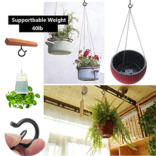TAIHUIMY 16 Pack Q-Hanger Hooks for Outdoor String Lights, Eye Hooks Screw Christmas Rope Light Clips, Wall Cabinet Ceiling Hooks with Safety Buckle for Wire Party Light Plants Wind Chimes